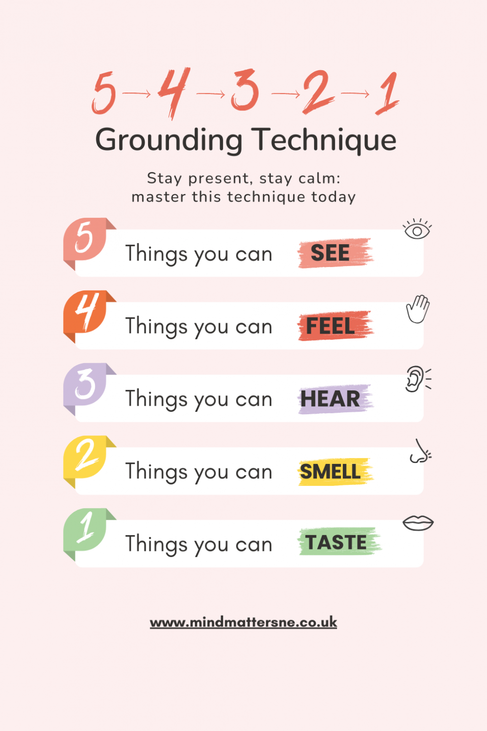 Learn how to use the 5 4 3 2 1 Grounding Technique - Mind Matters NE